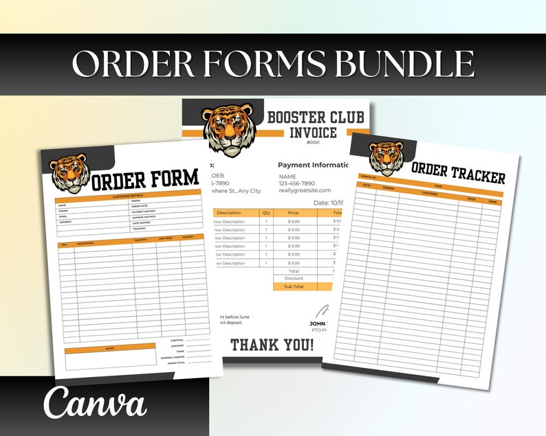 School Spirit Team Editable Order Forms Bundle, T-shirt Order Form ...
