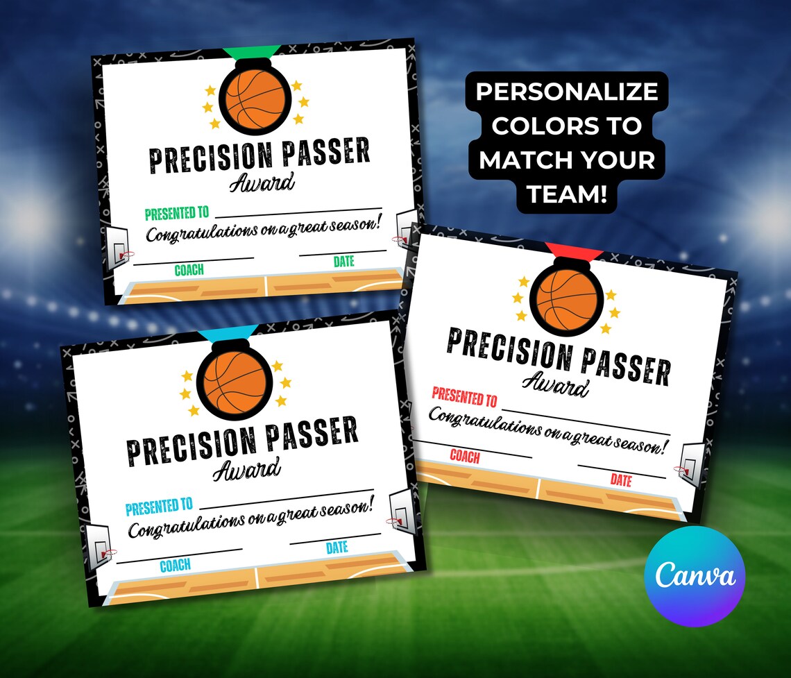 Editable Basketball Award Certificates End of Season Printable ...