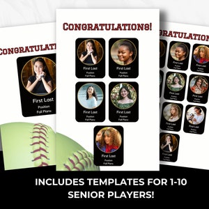 Softball Senior Night Program Canva Template Senior Game Girls Softball ...