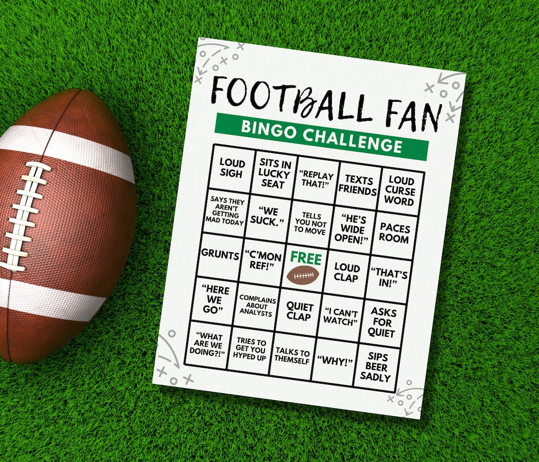 Printable Football Fan Bingo Game Funny Football Fanatic Drinking Game ...