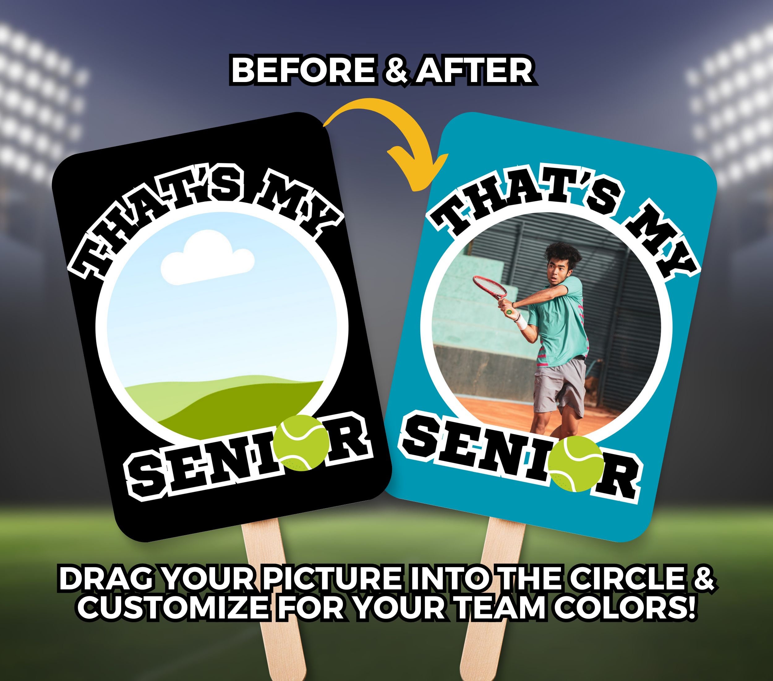 Tennis Senior Match Poster Canva Template Senior Night Game Tennis Team ...