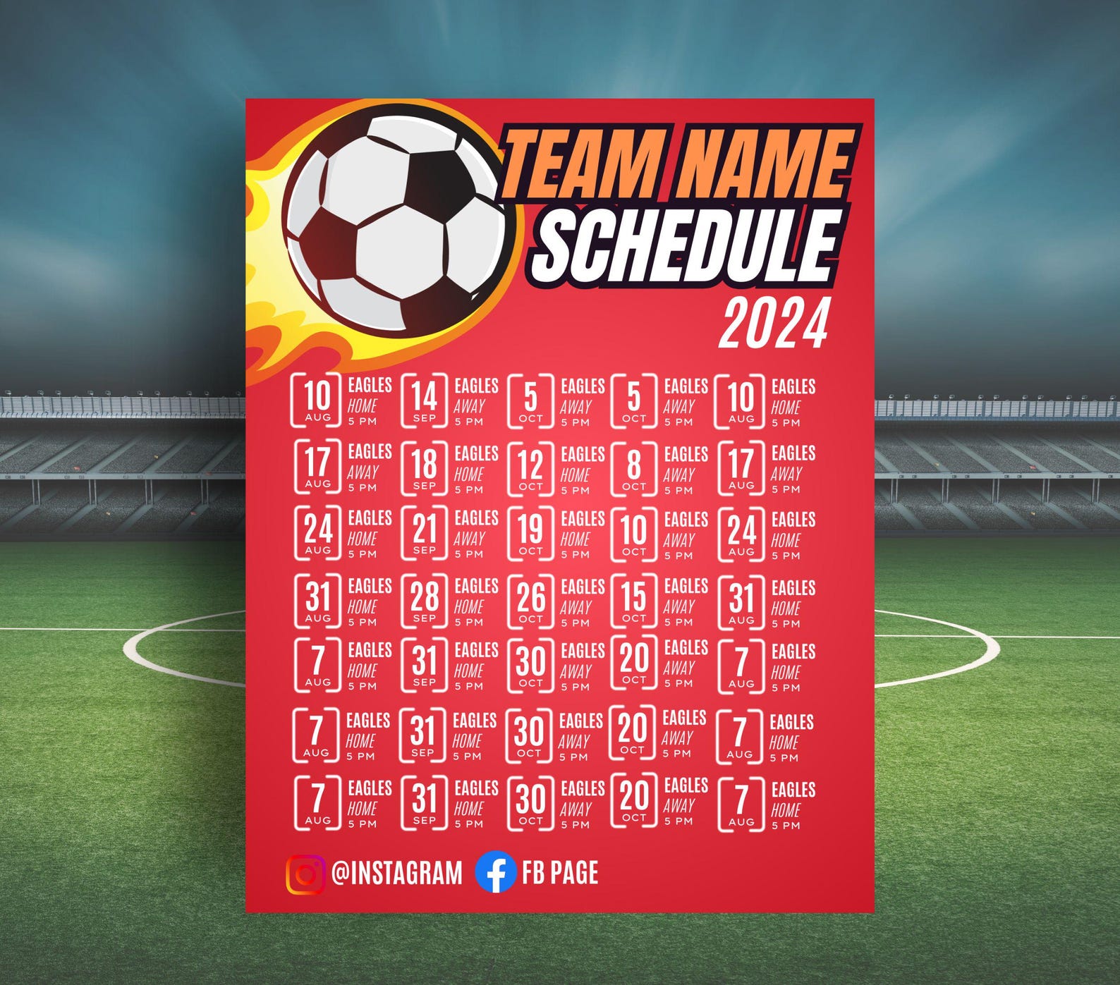 Editable Soccer Schedule Template DIY Canva Soccer Team Schedule ...