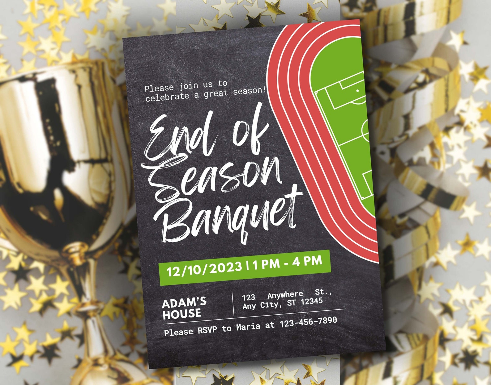 Track & Field Team End of Season Sports Banquet Printable Invitation ...