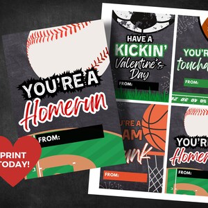 Printable Sports Valentine's Day Cards for Kids Football Theme ...