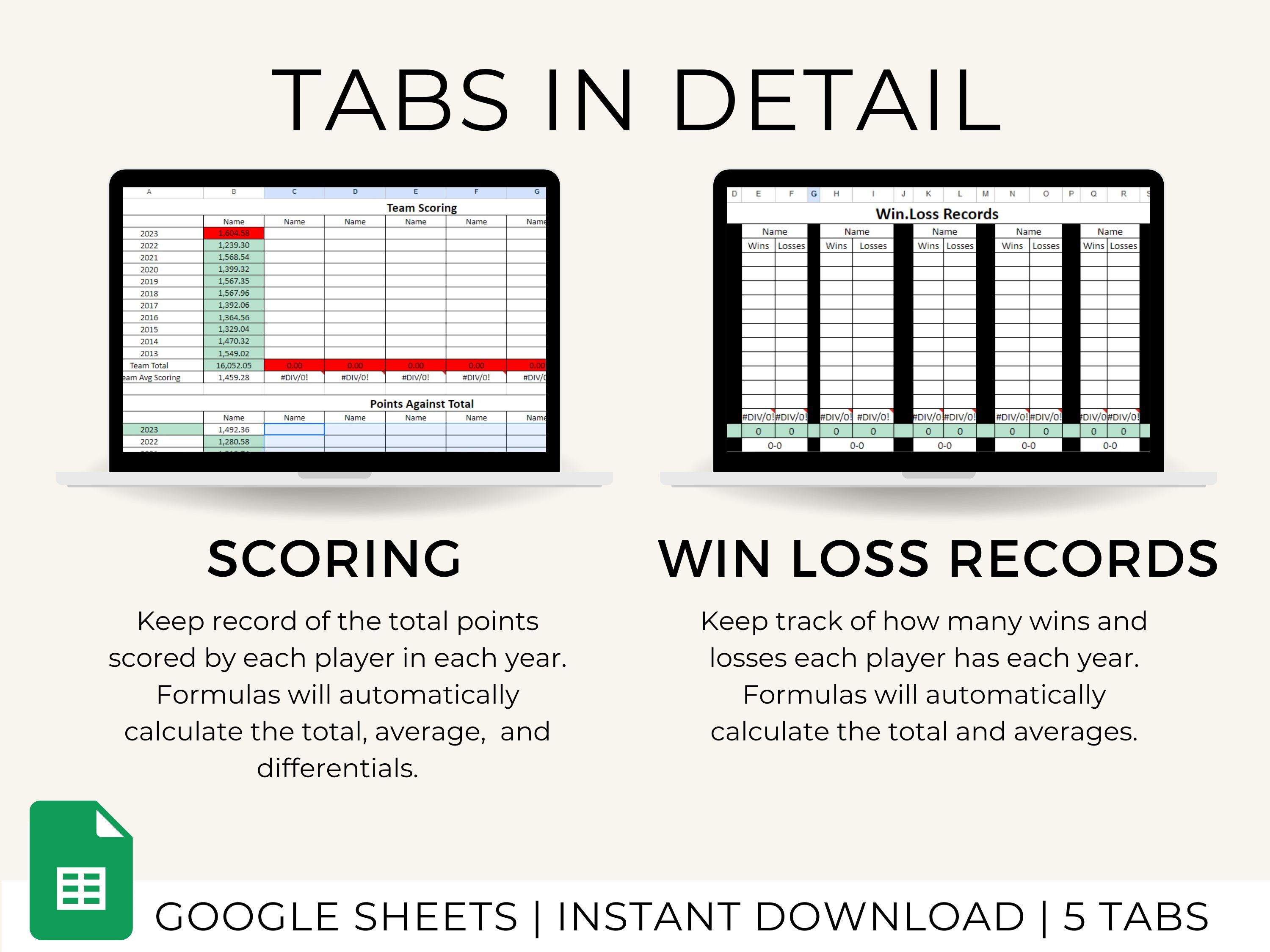 Fantasy League Spreadsheet Google Sheets Template Fantasy Football ...