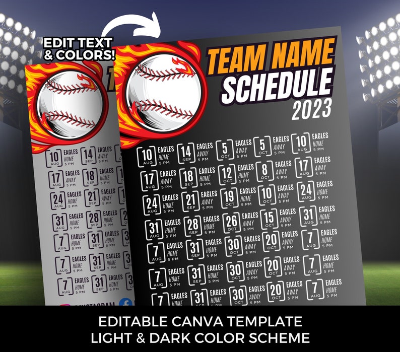 Editable Baseball Schedule Template DIY Canva Baseball - Etsy