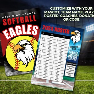 Editable Softball Team Roster Card Canva Template Softball Team Player ...