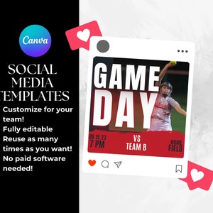 Editable Softball Social Media Graphics Template DIY Canva Softball ...