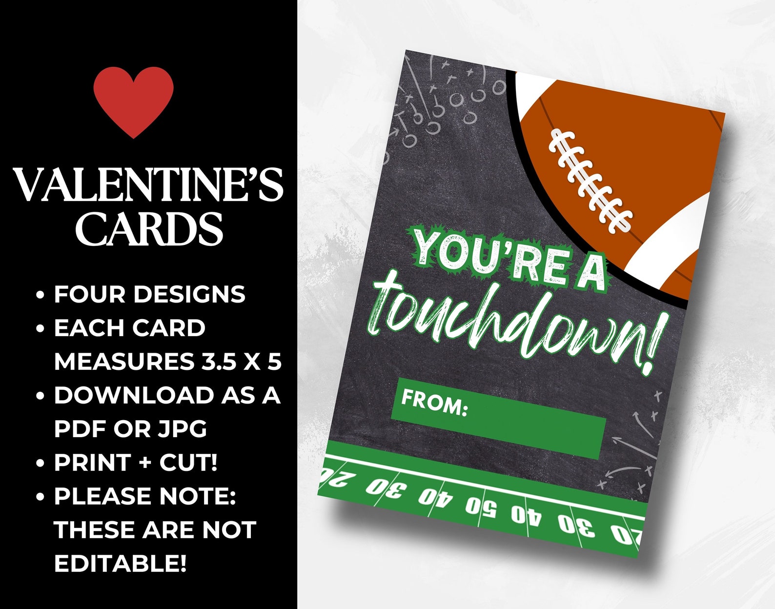 Printable Sports Valentine's Day Cards for Kids Football Theme ...