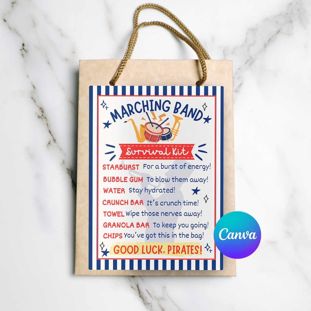 Marching Band Team Survival Kit Editable Marching Band Game Day Snack ...