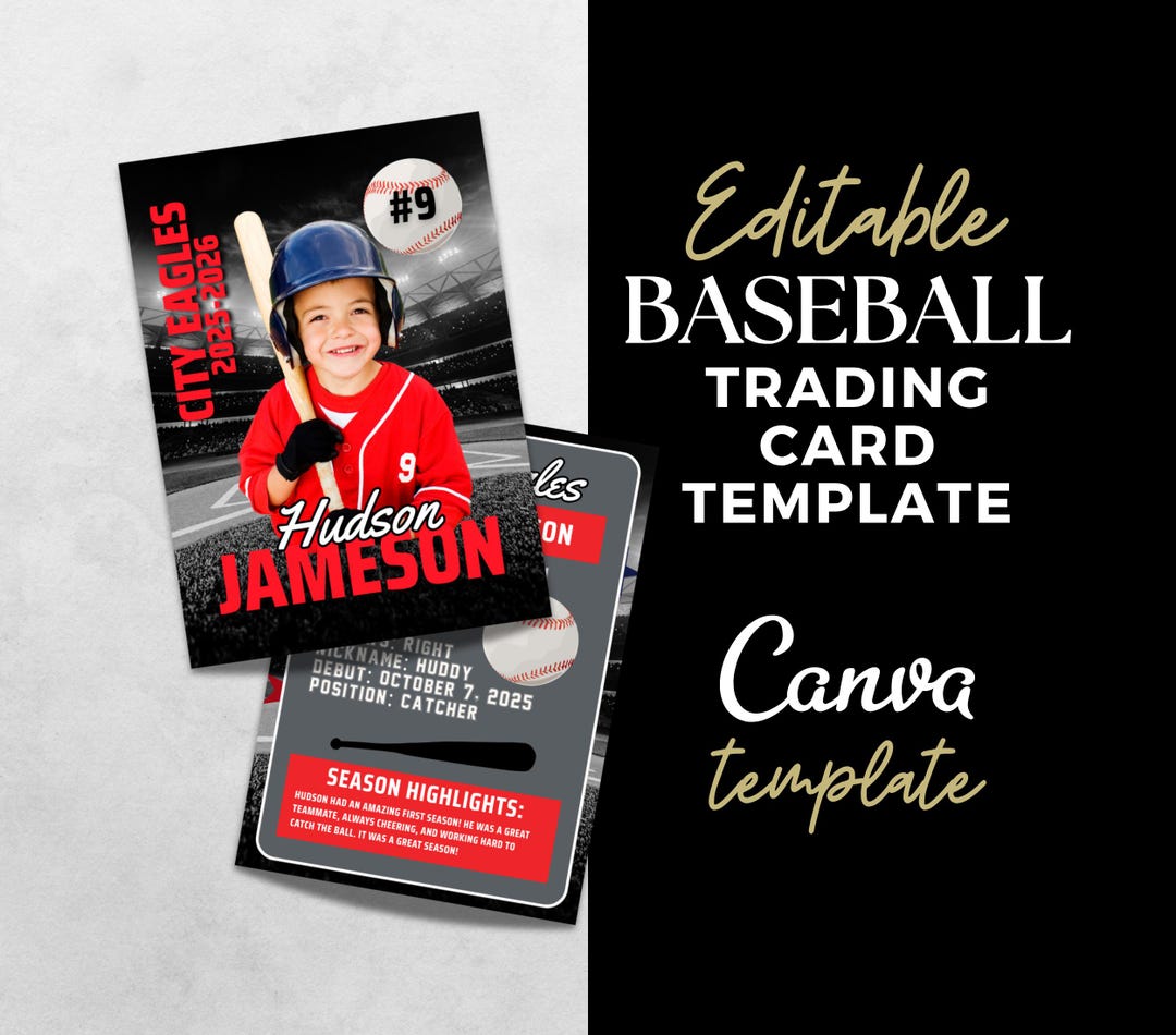 Baseball Card Canva Template for Kids Editable Sports Trading Card ...