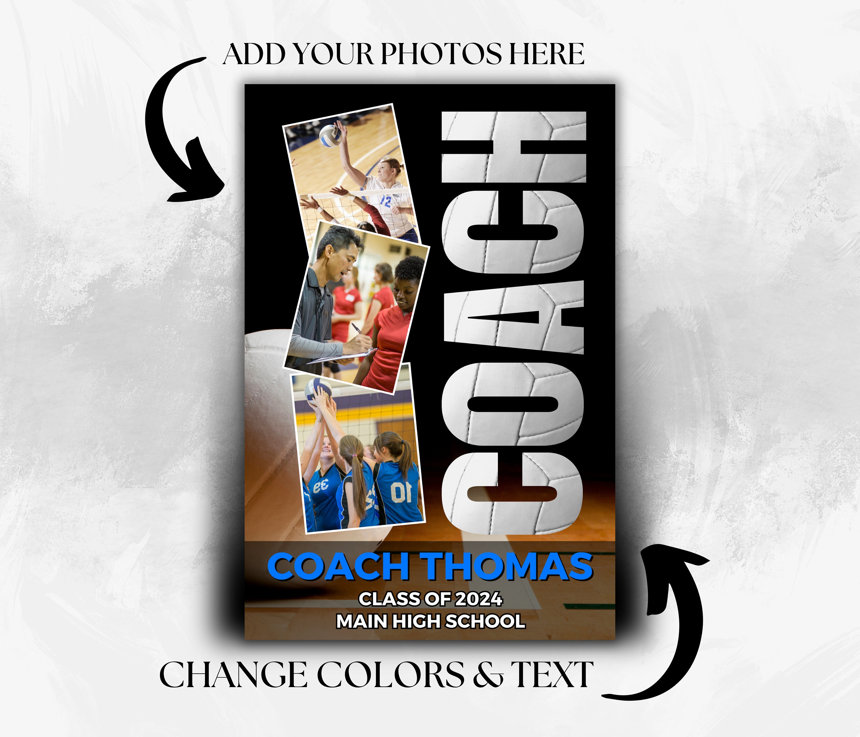 Volleyball Coach Poster Canva Template Coach Team Banquet Gift for ...