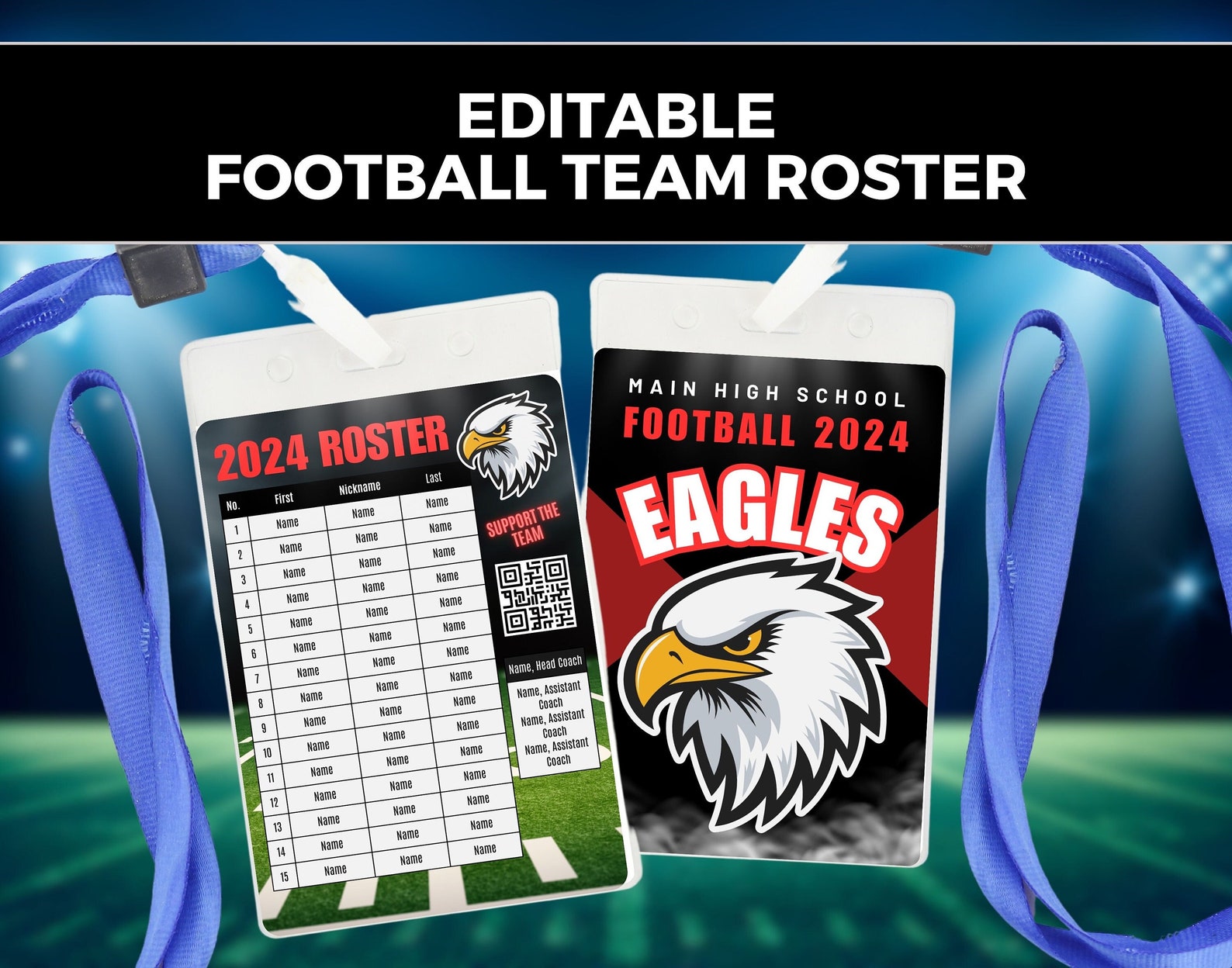 Editable Football Team Roster Canva Template Football Team Player ...