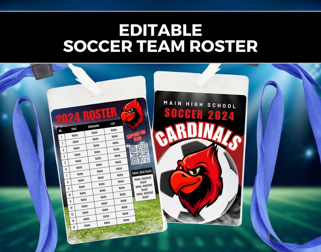 Editable Soccer Team Roster Canva Template Boys Girls Soccer Team ...