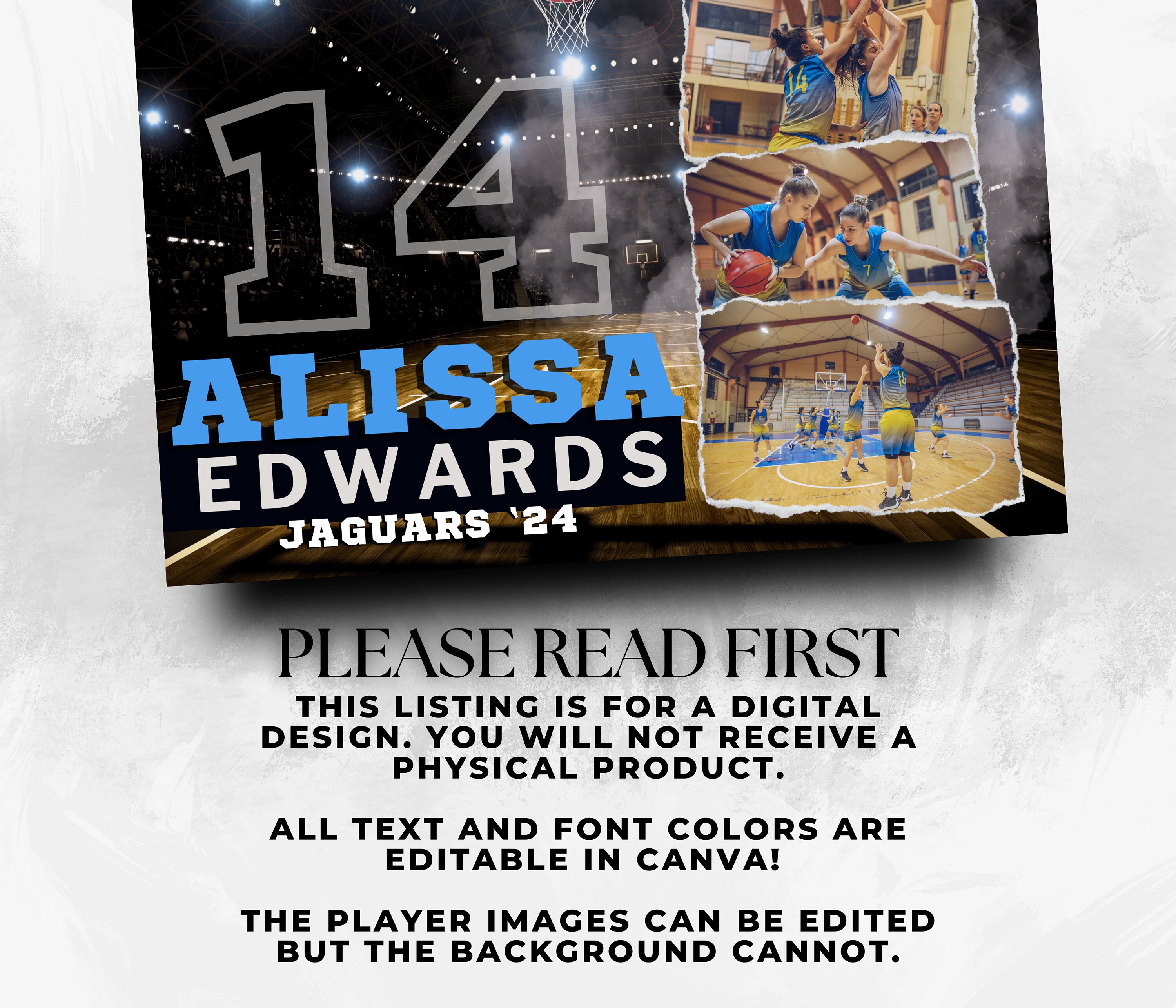 Girls Basketball Poster Canva Template Senior Night Basketball Team ...