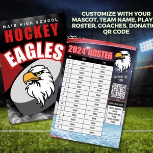 Editable Hockey Team Roster Card Canva Template Ice Hockey Team Player ...
