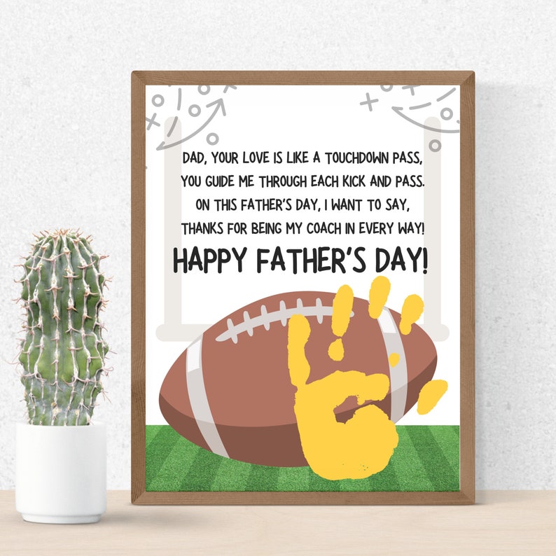Father's Day Football Poem Handprint Art Craft for Dad From Son ...
