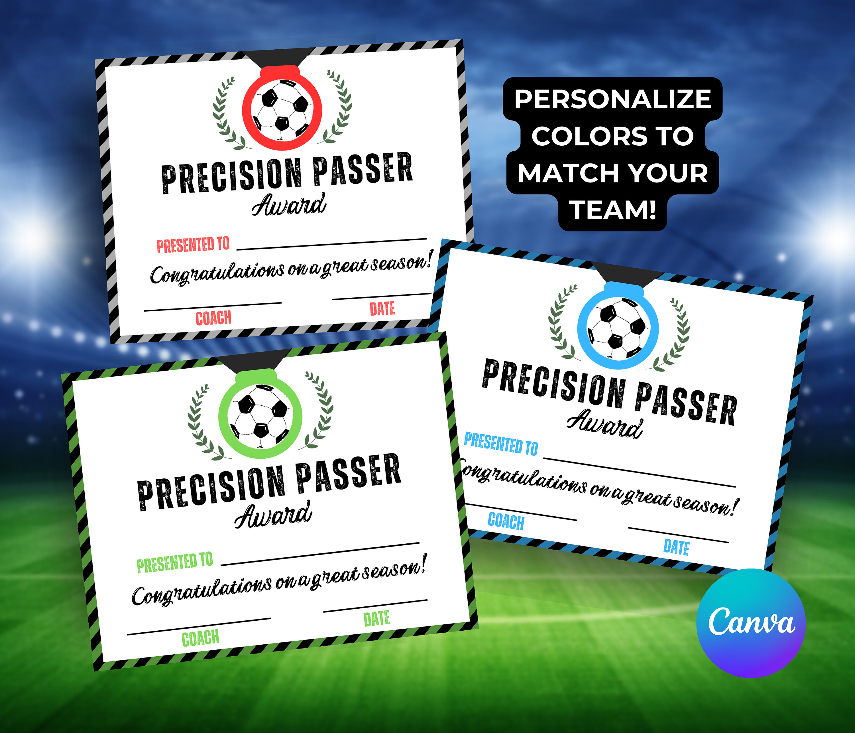 Editable Soccer Award Certificates End of Season Printable Soccer ...