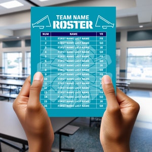 Editable Cheerleading Team Roster Canva Template Cheer Team Player ...