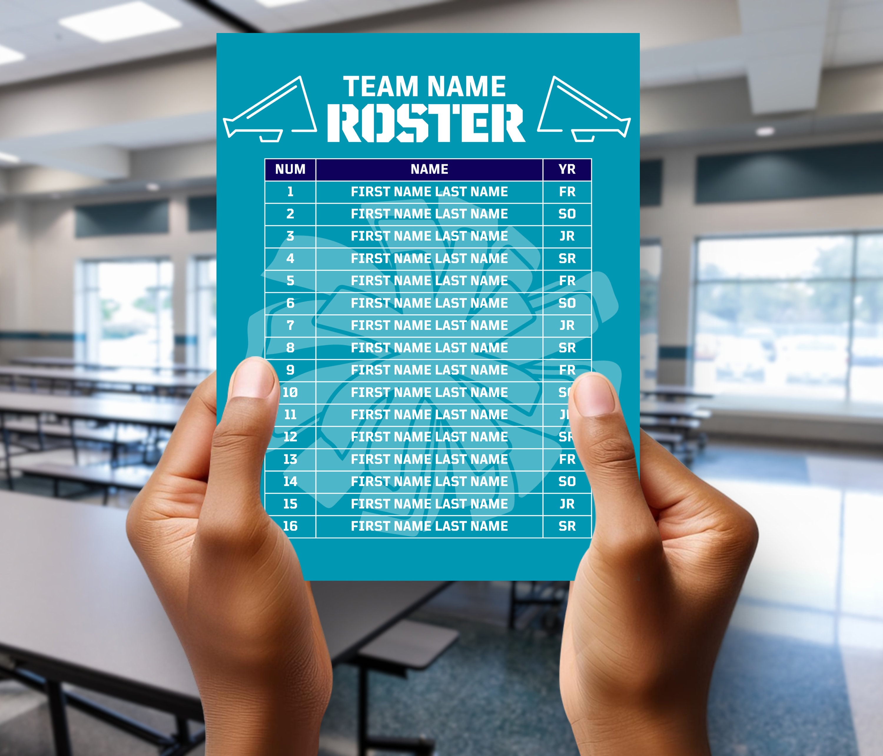 Editable Cheerleading Team Roster Canva Template Cheer Team Player ...