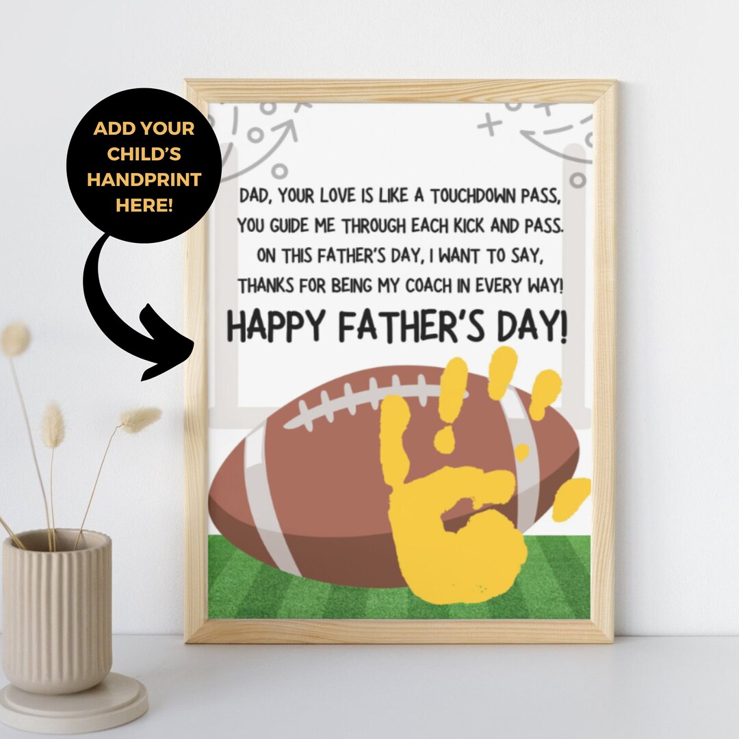Father's Day Football Poem Handprint Art Craft for Dad From Son ...