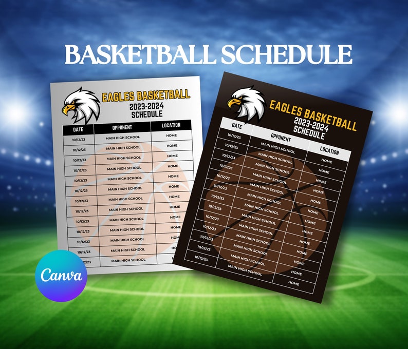 Editable Basketball Schedule Template DIY Canva Basketball Schedule ...