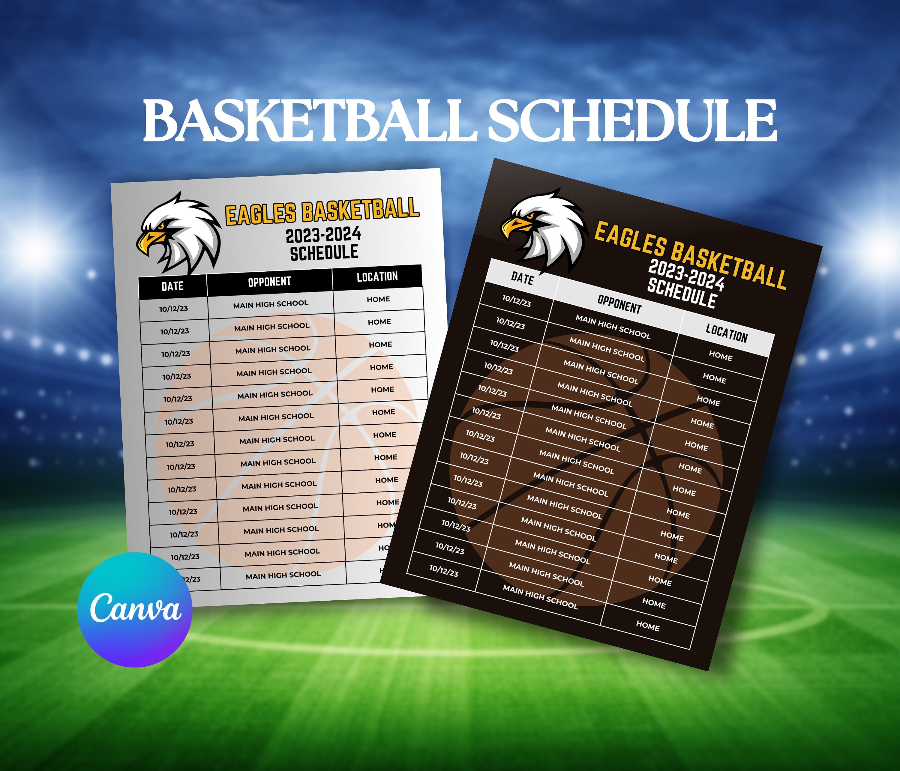 Editable Basketball Schedule Template DIY Canva Basketball Schedule ...