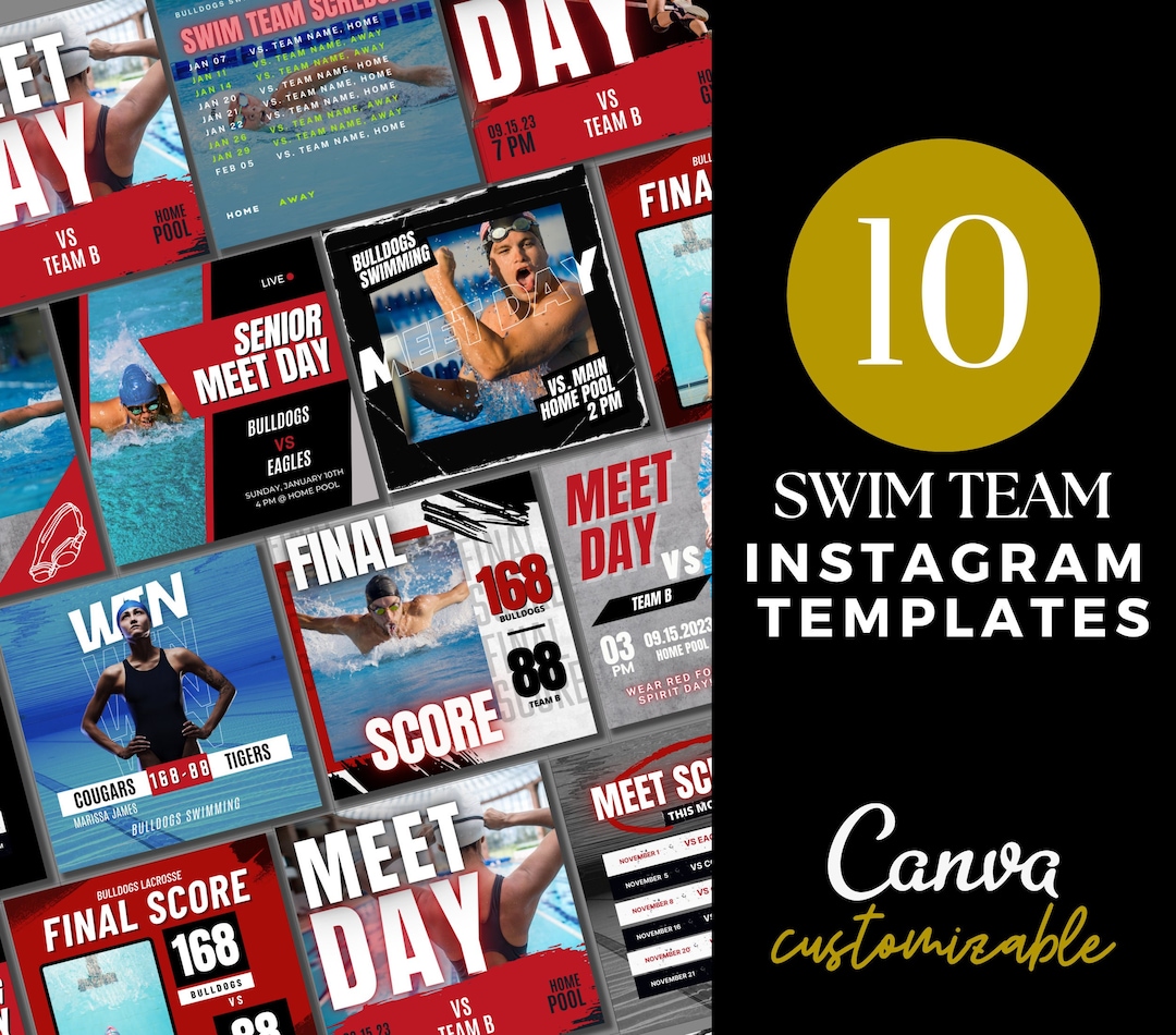 Editable Swim Team Social Media Graphics Template Canva Swim Team ...
