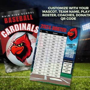 Editable Baseball Team Roster Canva Template Baseball Team Player ...