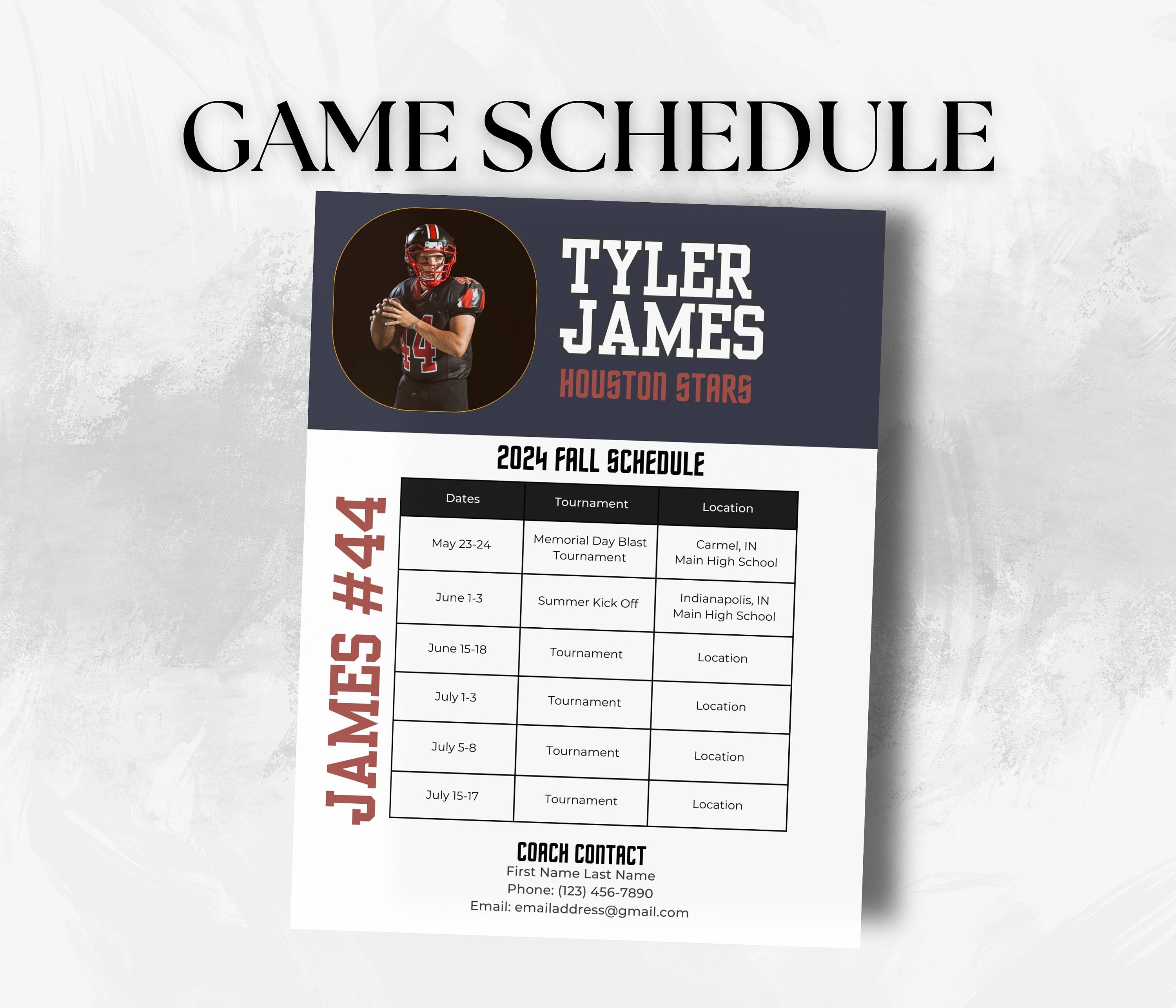 Football Athlete Profile Sheet Photo College Recruiting Editable Canva ...