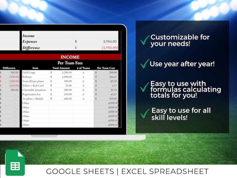Sports League Budget Template Youth Sports Tournament Budget ...