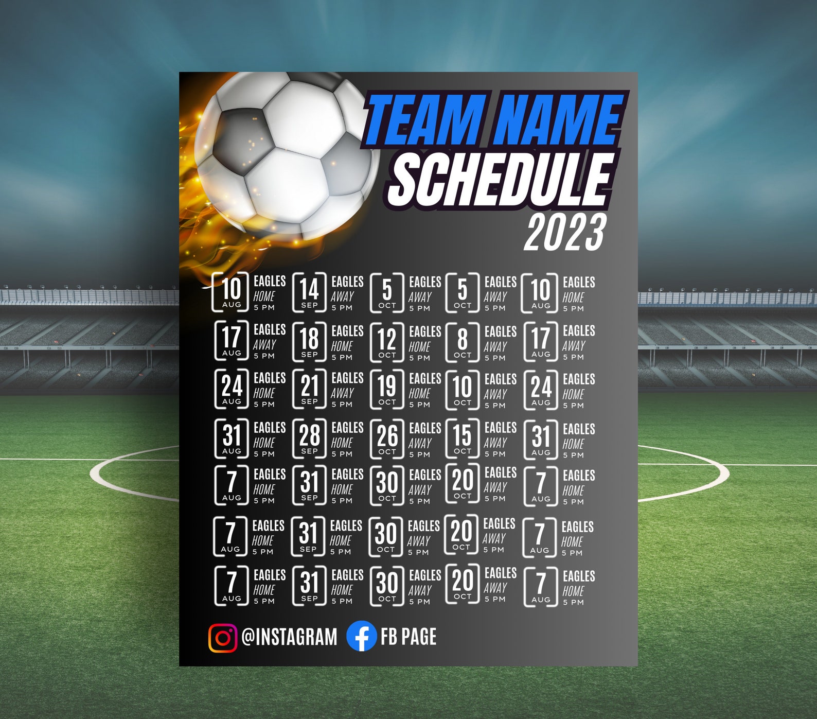 Editable Soccer Schedule Template DIY Canva Soccer Team Schedule ...