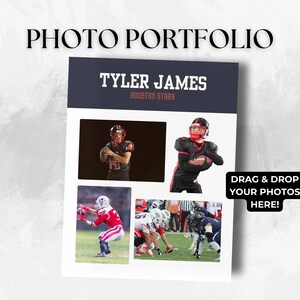 Football Athlete Profile Sheet Photo College Recruiting Editable Canva ...
