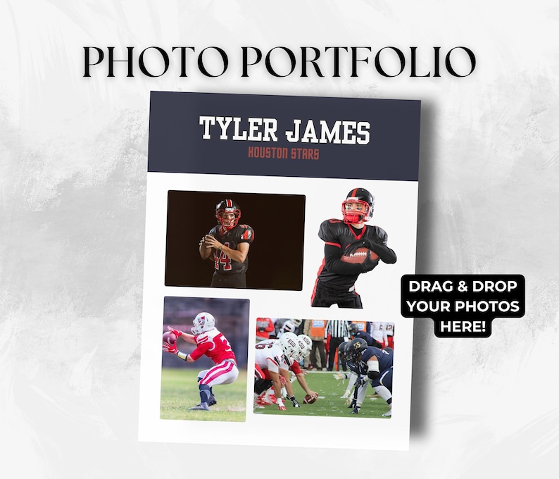 Football Athlete Profile Sheet Photo College Recruiting Editable Canva ...