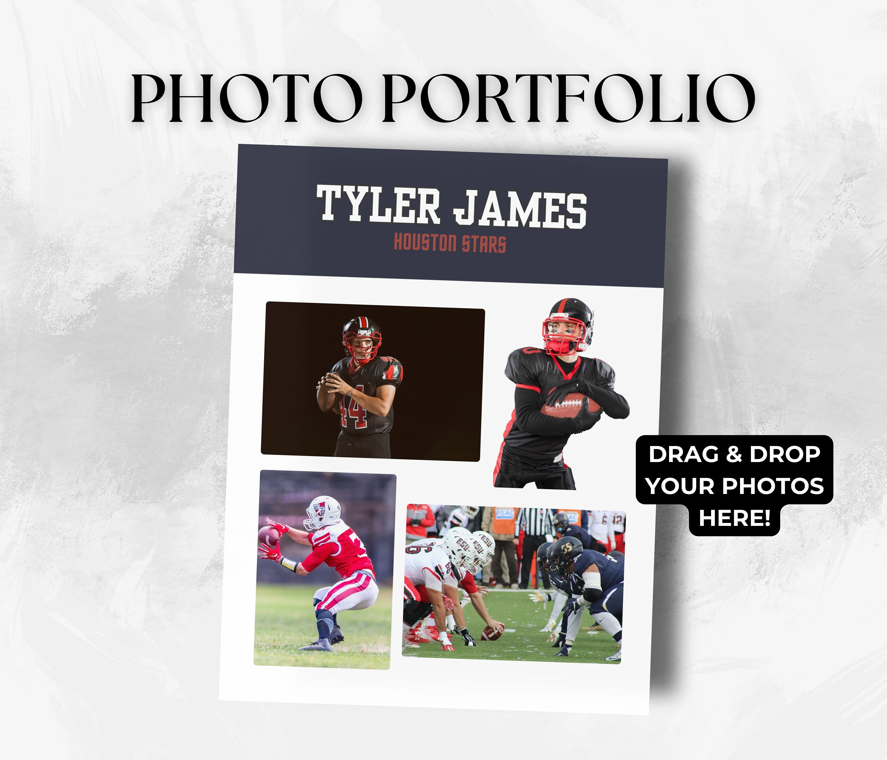 Football Athlete Profile Sheet Photo College Recruiting Editable Canva ...