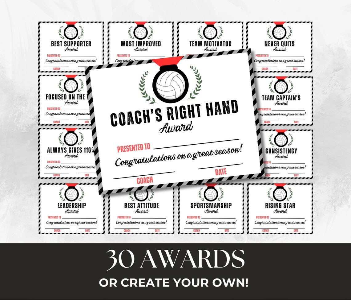 Editable Volleyball Award Certificates End of Season Printable - Etsy ...