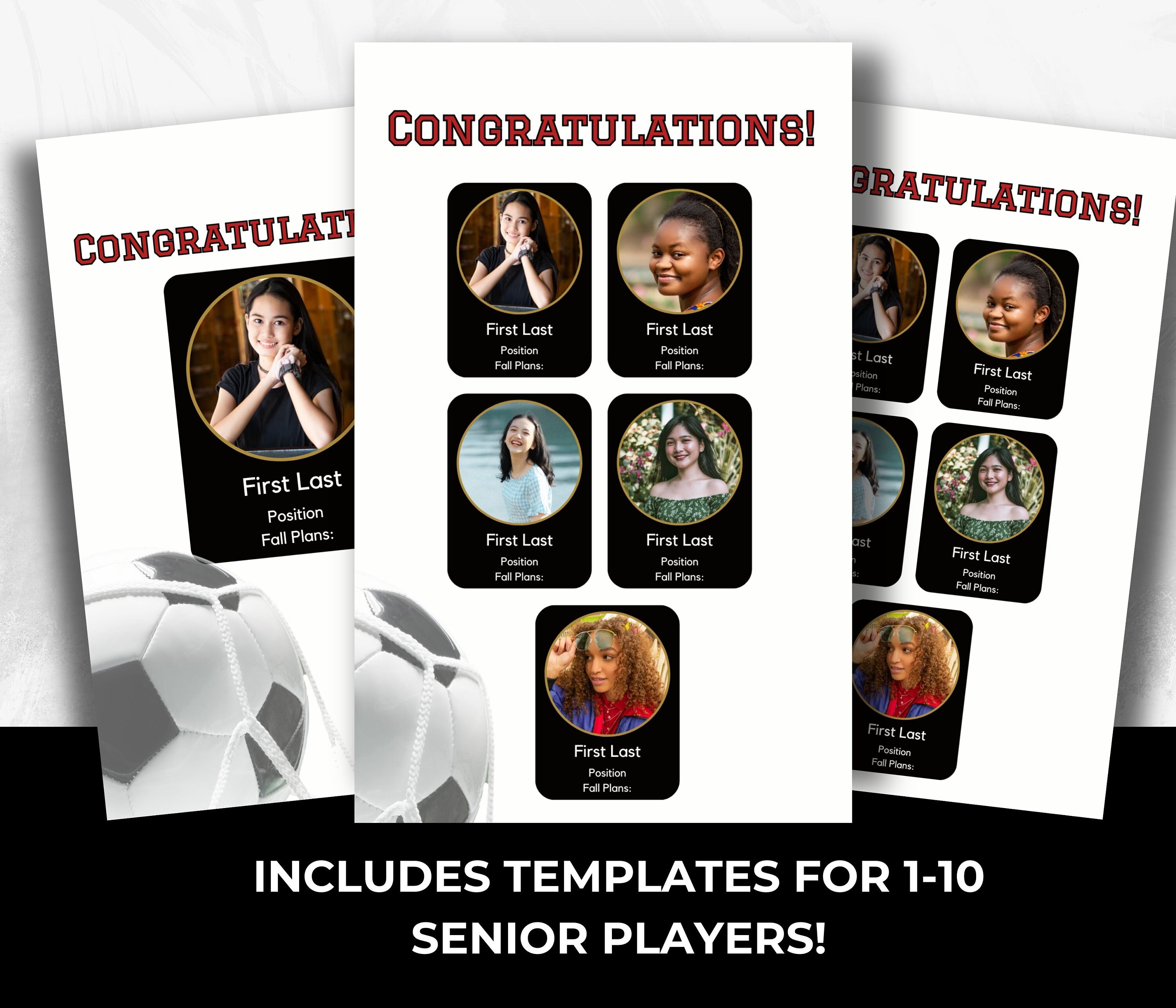Soccer Senior Night Program Canva Template Senior Game Girls High ...