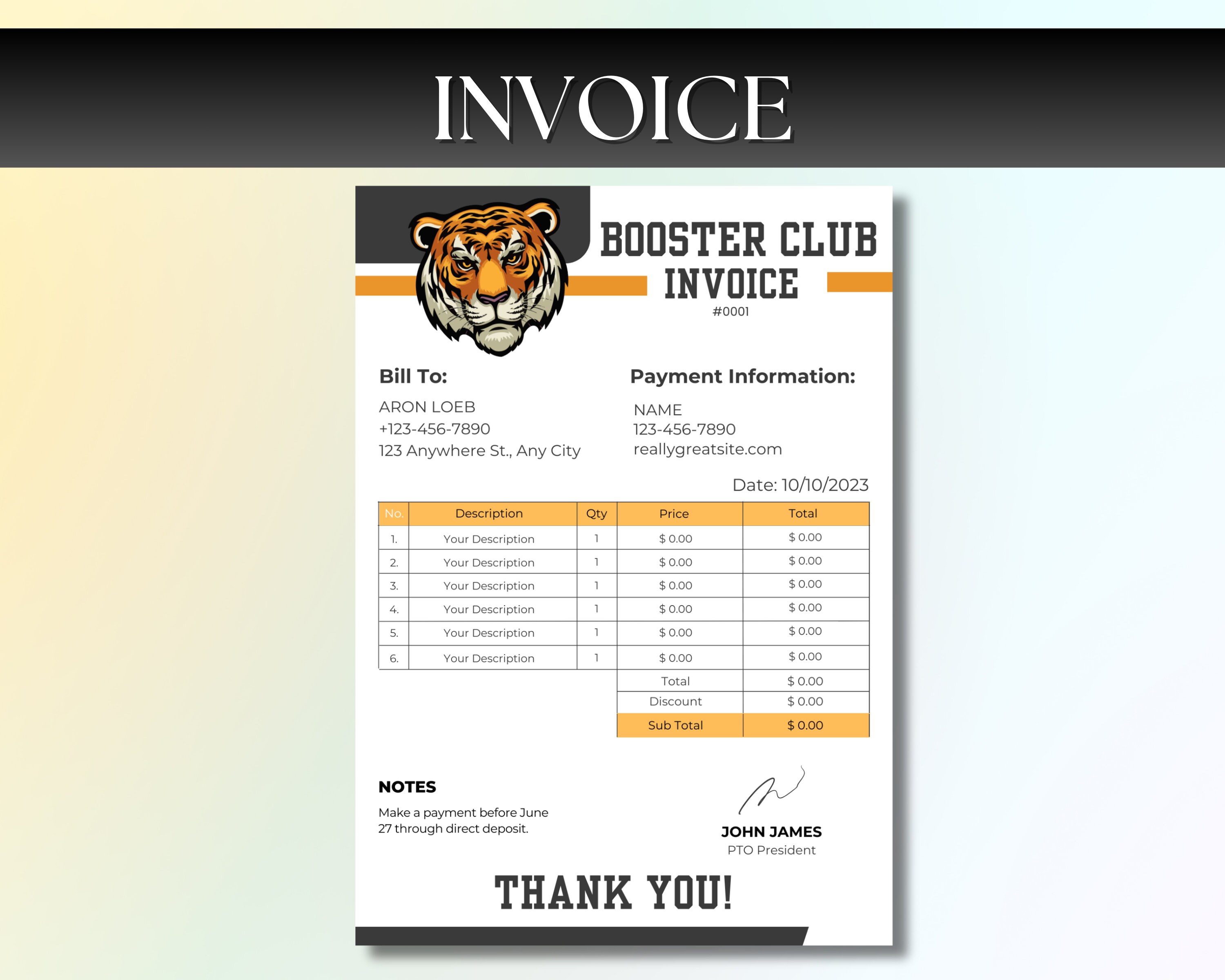 School Spirit Team Editable Order Forms Bundle, T-shirt Order Form ...