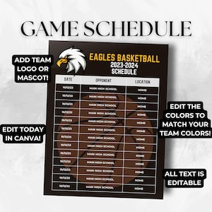 Editable Basketball Schedule Template DIY Canva Basketball Schedule ...