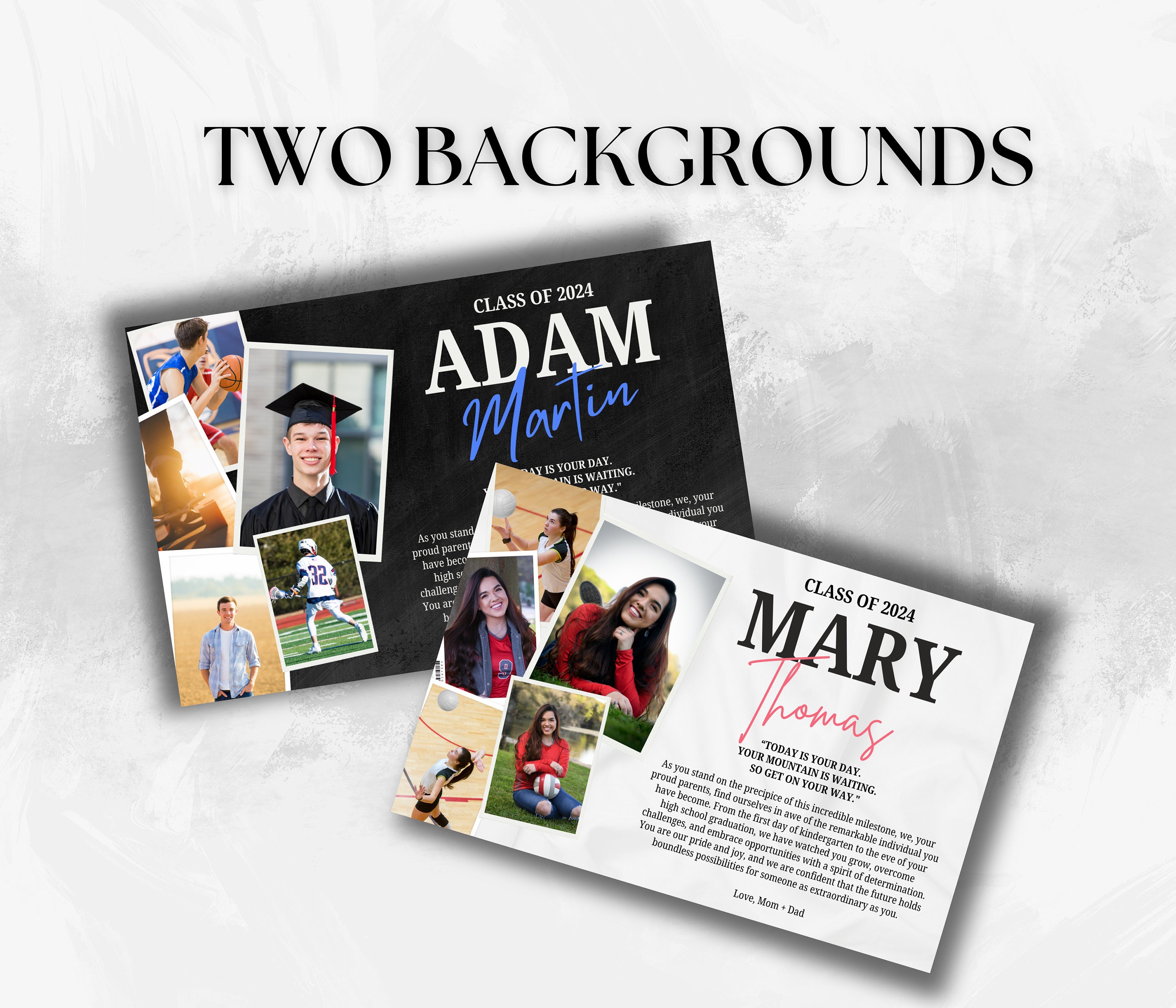 Senior Yearbook HALF PAGE Ad Canva Template High School Graduate ...