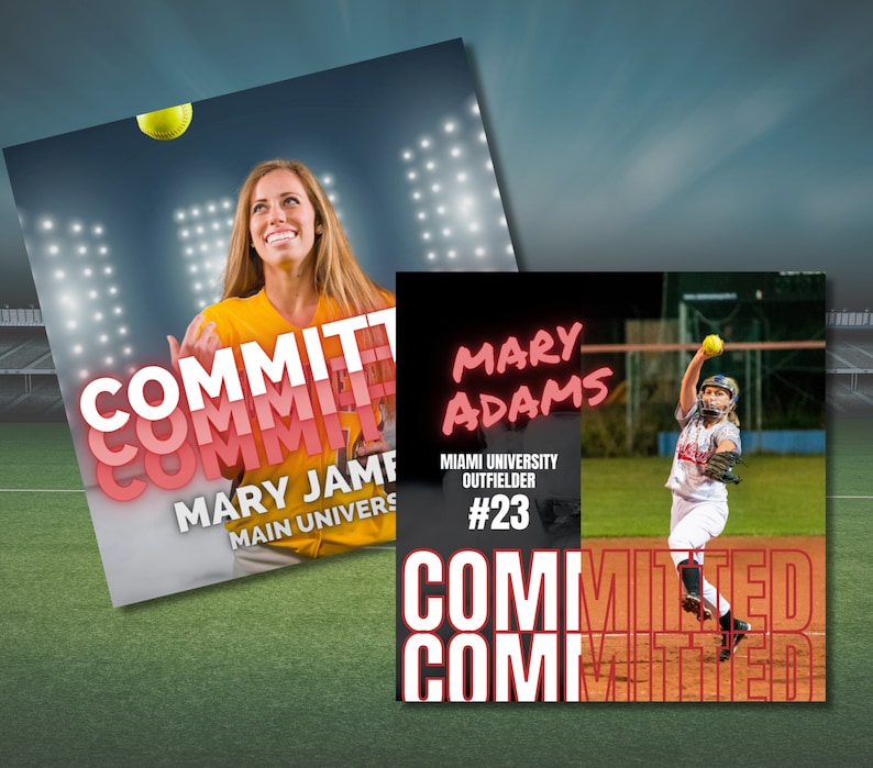 Softball Committed Editable Social Media Template Canva Signing Day ...