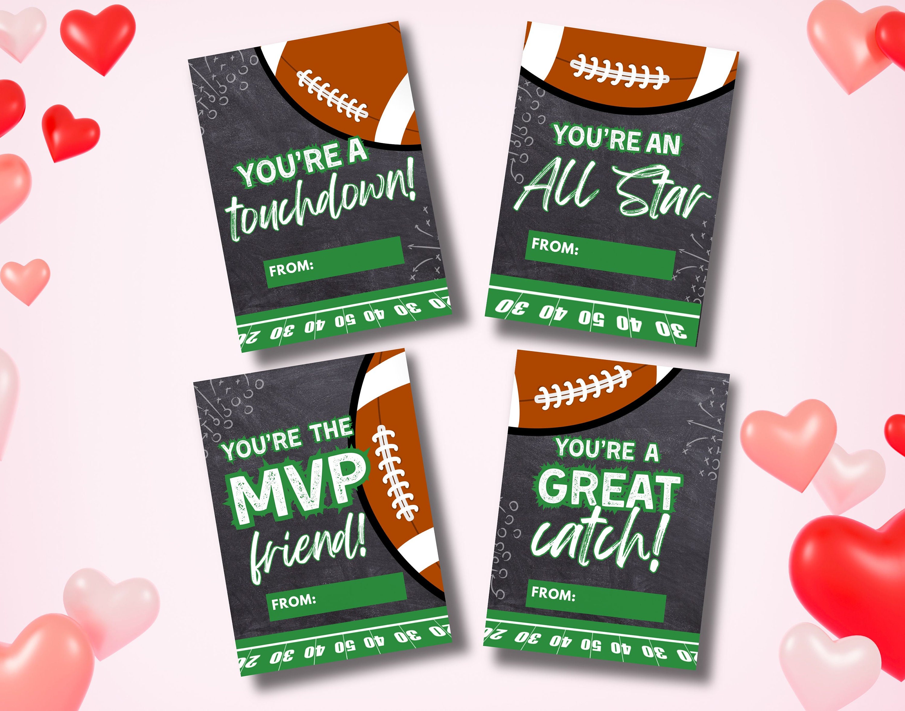 Printable Football Valentine's Day Cards for Kids Sports Theme ...