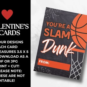 Printable Basketball Valentine's Day Cards for Kids Sports Theme ...