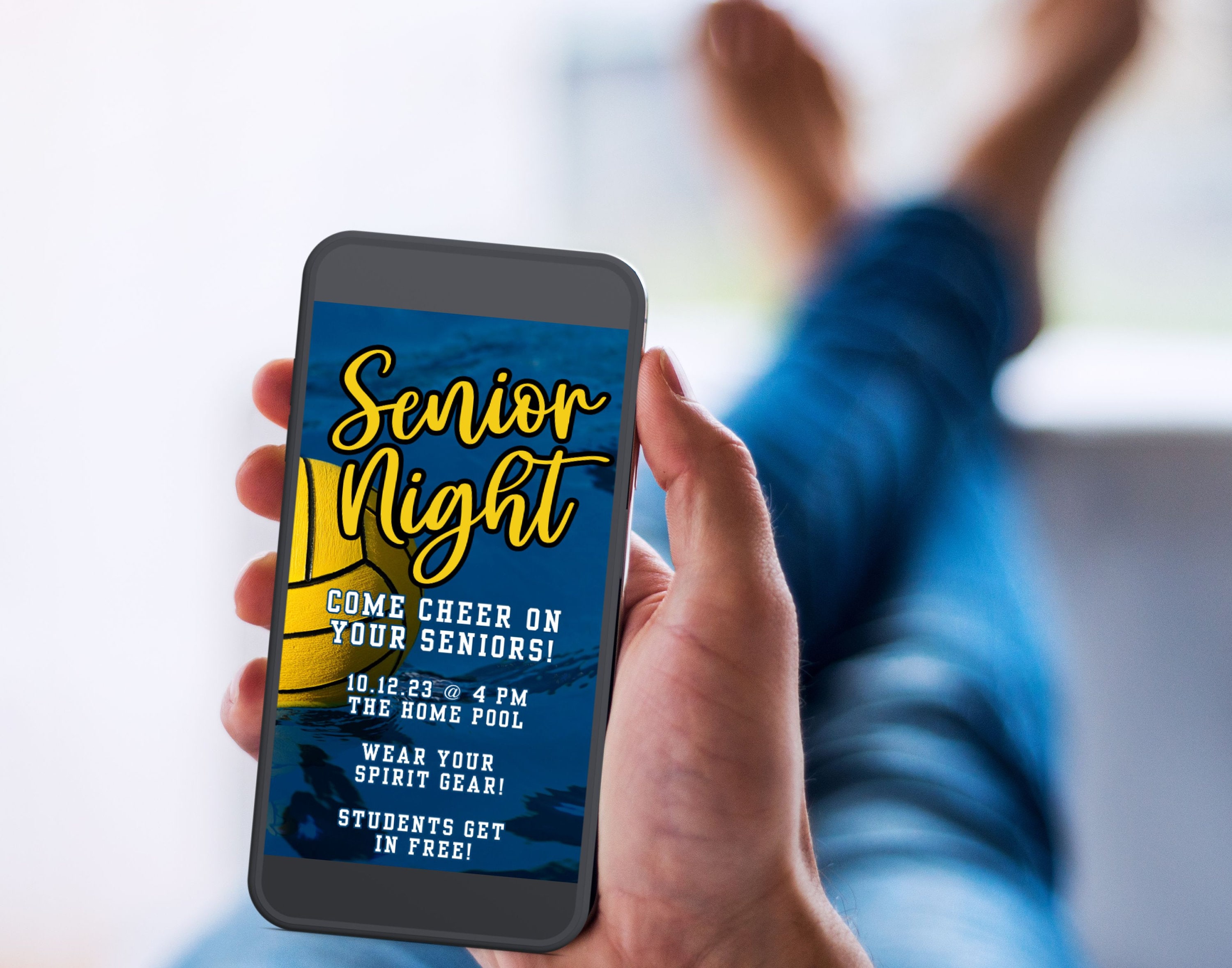 Water Polo Senior Night Phone Invitation High School Water Polo Team ...