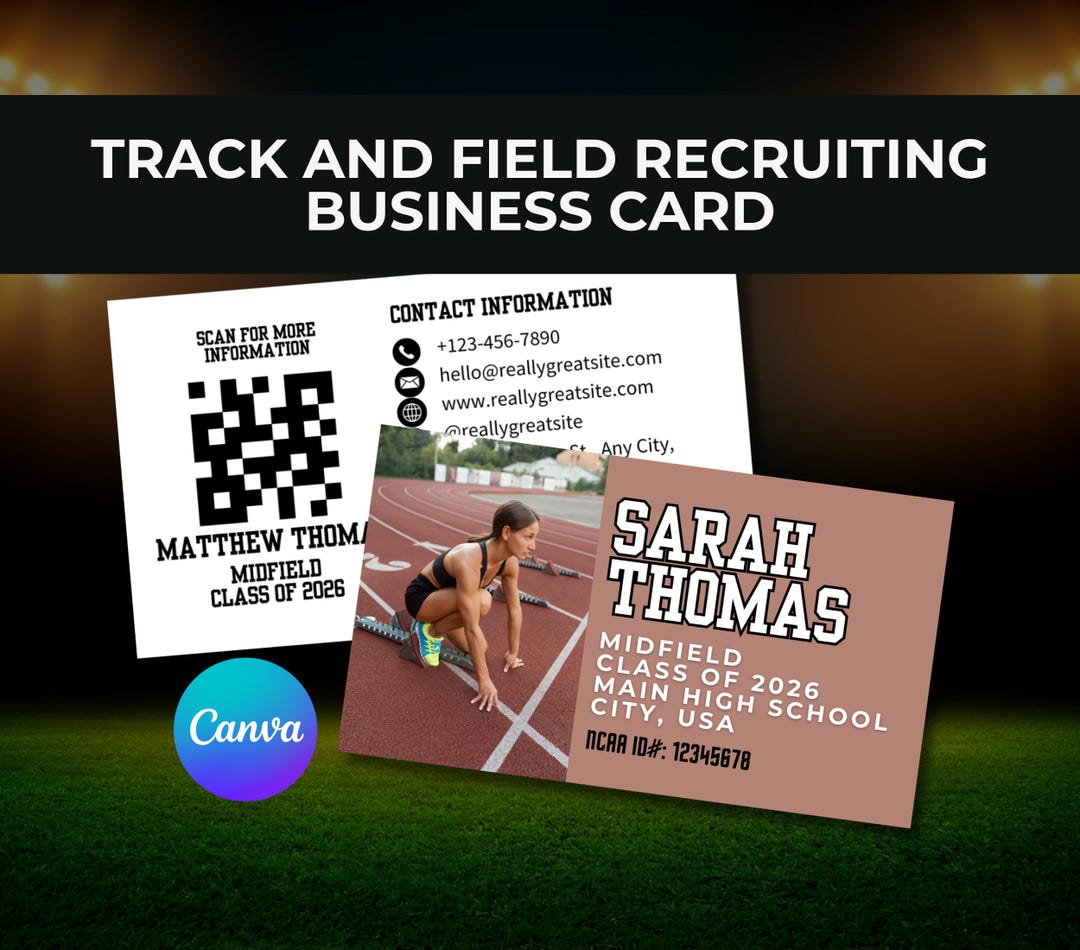 Track and Field Athlete Business Card Template College Recruiting ...