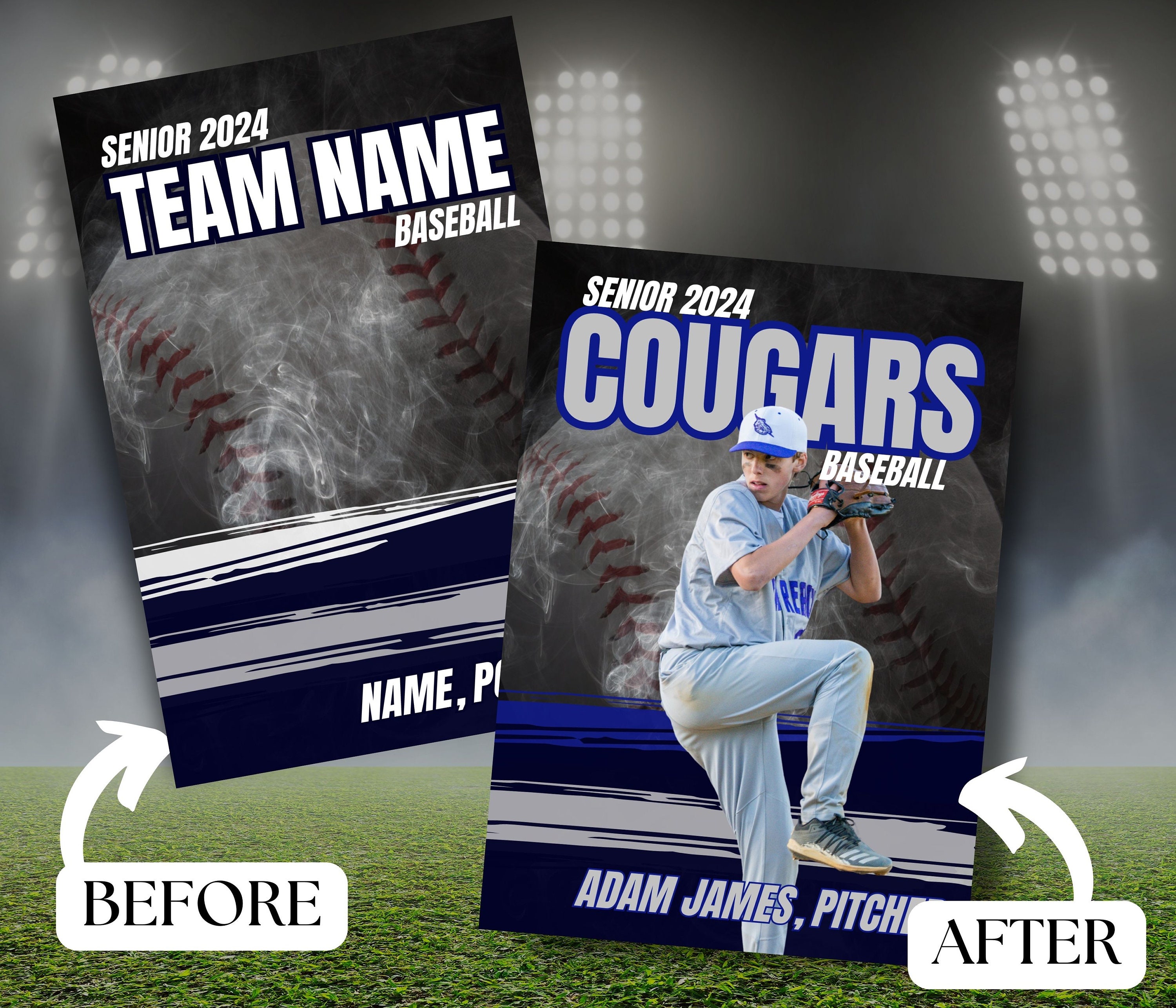 Senior Baseball Banner Canva Template Senior Night Baseball Team ...