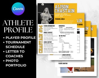 Softball Athlete Profile Sheet Photo College Recruiting Editable Canva ...
