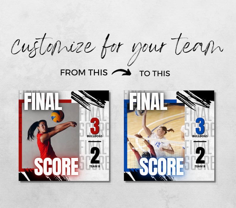 Editable Volleyball Team Social Media Graphics Template Canva ...