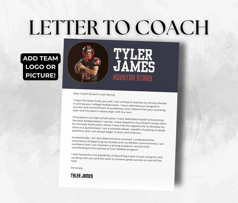 Football Athlete Profile Sheet Photo College Recruiting Editable Canva ...