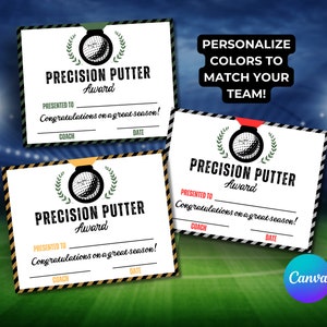 Editable Golf Award Certificates End of Season Printable Golf Team ...